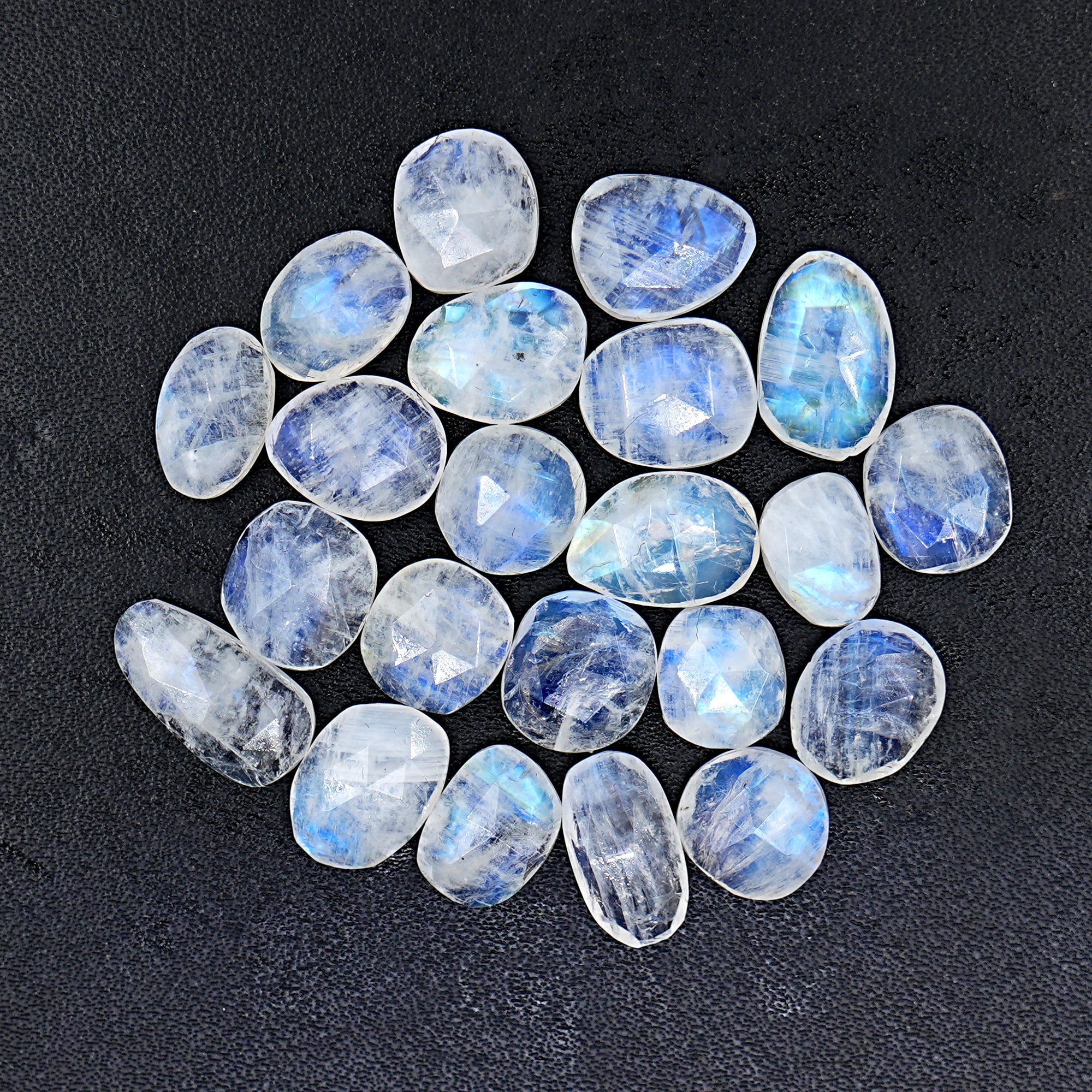 Buy Freeform Rose Cut Rainbow Moonstone Cab Online | Silver Smith Gems
